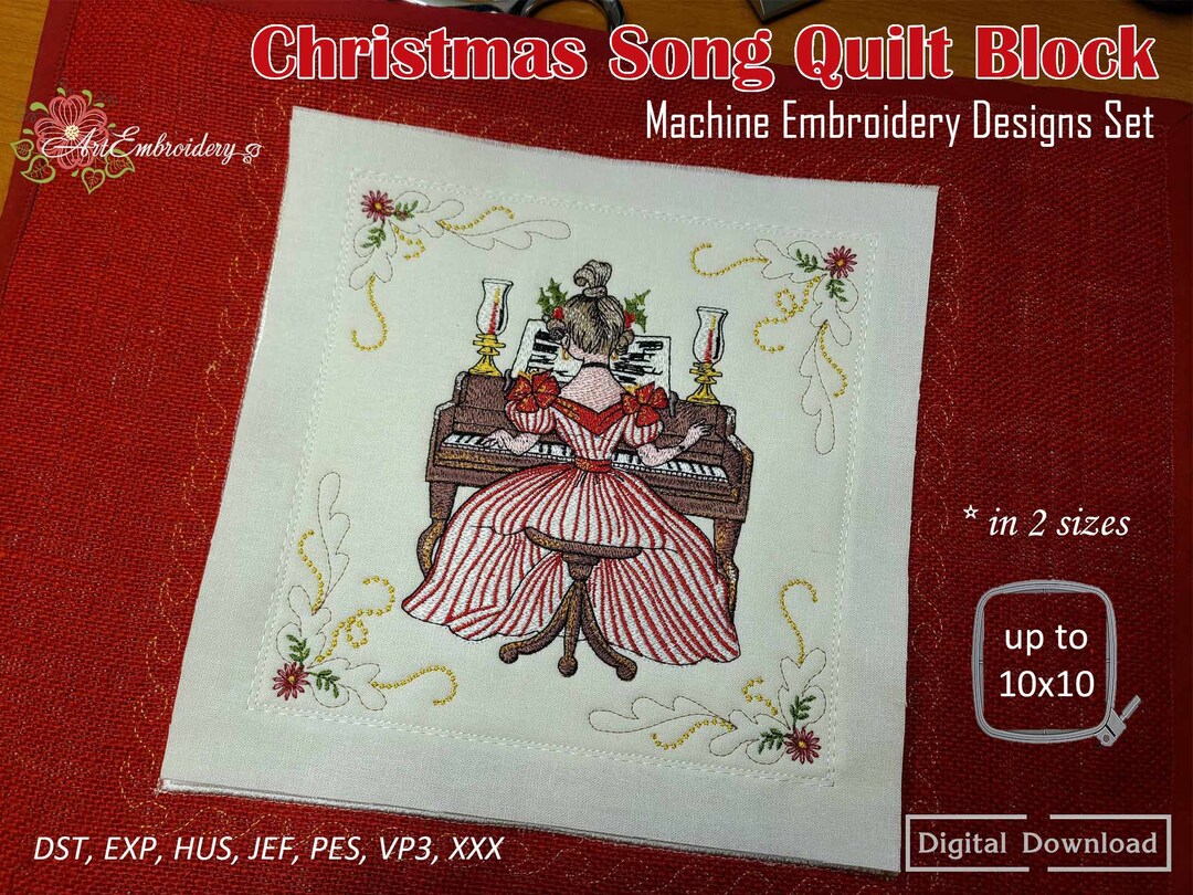 Christmas Song - Machine Embroidery Quilt Block, Applique Patch and ...