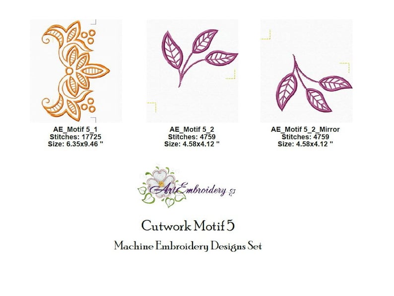Cutwork Motif 5 - Cutwork Machine Embroidery Designs Set for Hoops 5x7 ...