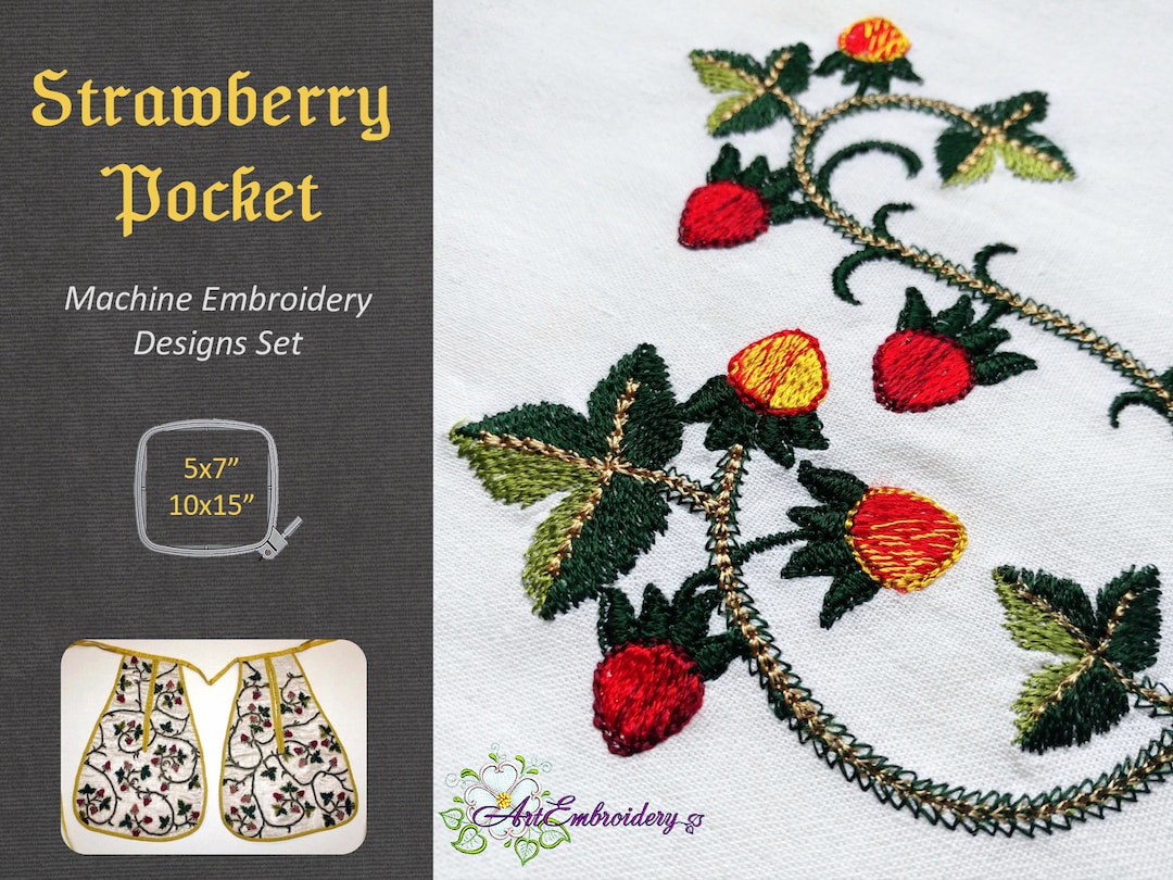 Strawberry Pocket - Machine Embroidery Designs Set for 18th Century ...