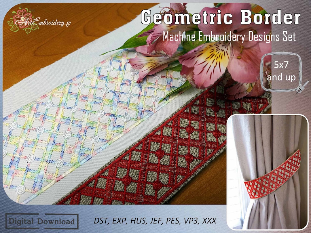 Geometric Border Machine Embroidery Design: Endless Trim (digital ...