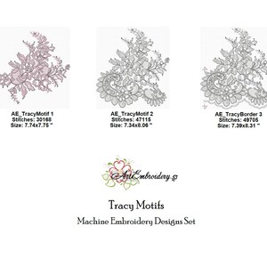 Tracy Motifs Machine Embroidery Designs: Floral Lace (8x10" Hoop) - Etsy