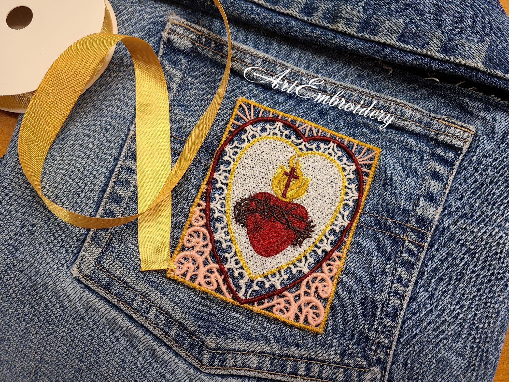 FSL Sacred Heart- Machine Embroidery Designs - Religious Lace Hoop 4x4 ...
