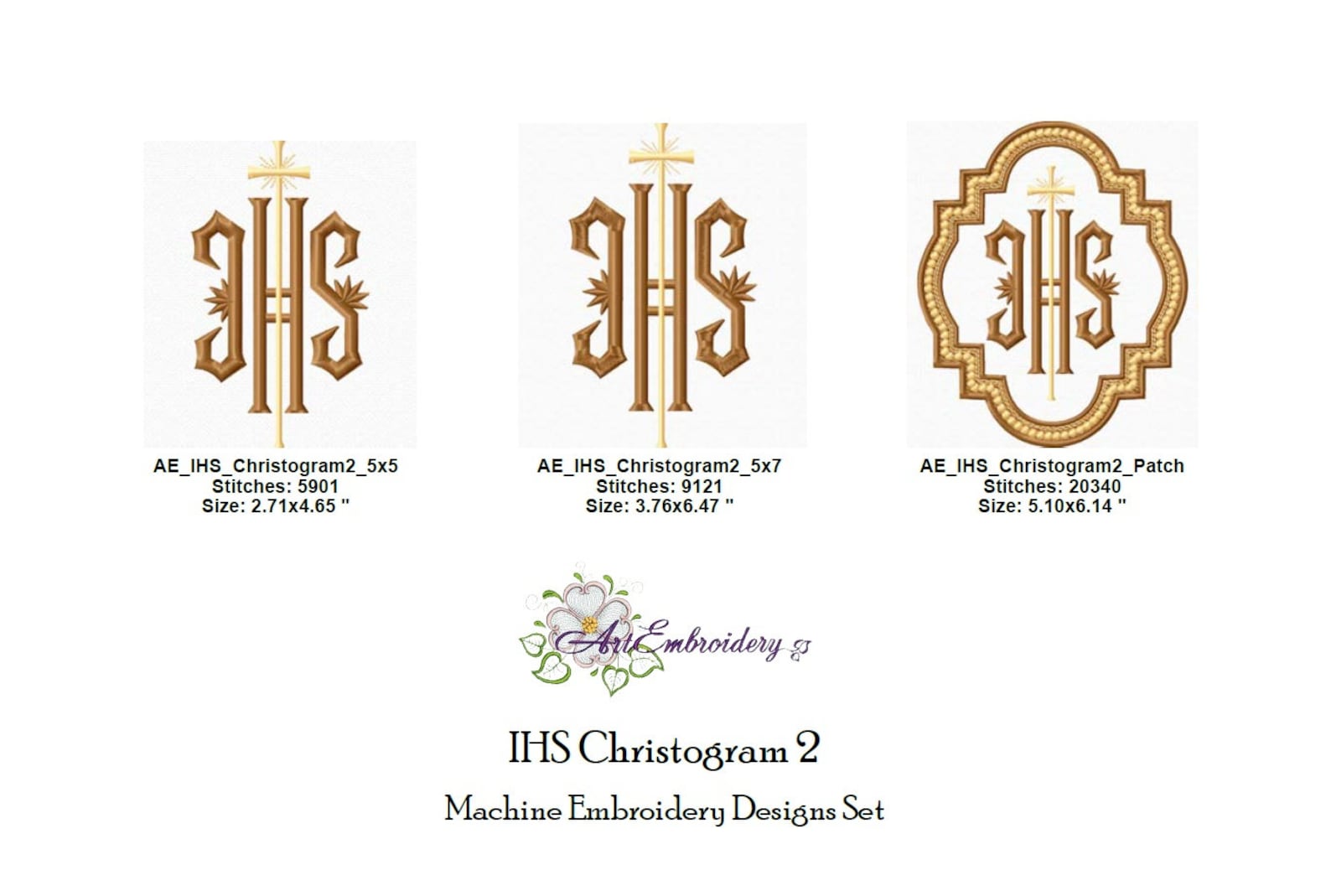 IHS Christogram 2 Machine Embroidery Designs Set Includes | Etsy