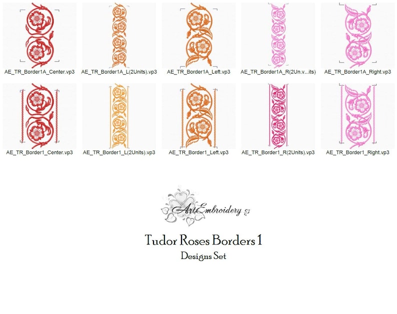 Tudor Roses Border Set 1 - Machine Embroidery Designs Set - Etsy Canada