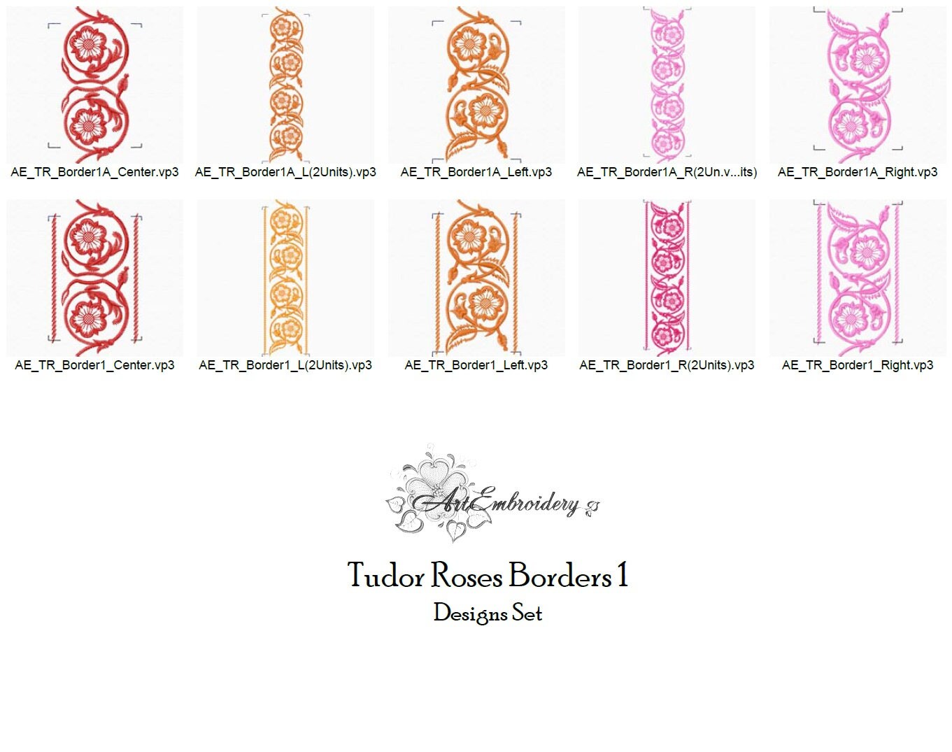 Tudor Roses Border Set 1 - Machine Embroidery Designs Set - Etsy