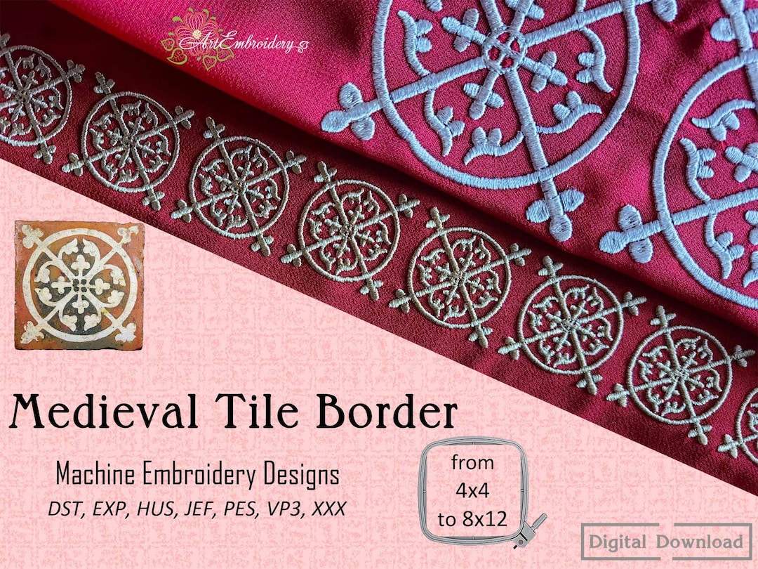 Medieval Tile Border - Machine Embroidery Historical Designs Set for ...
