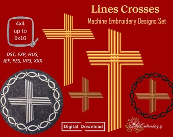 Lines Crosses Machine Embroidery Designs: Christian Religious Set ...