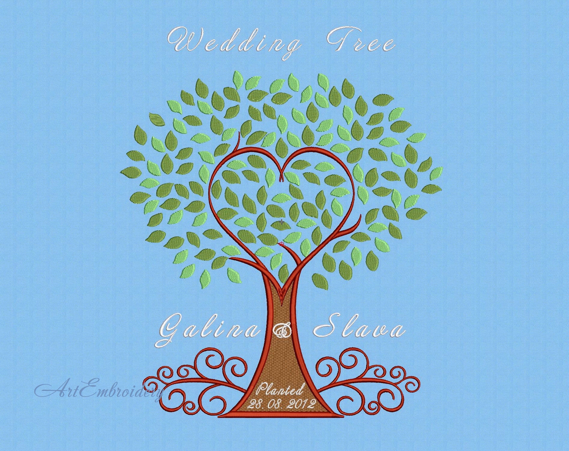 Wedding Family Tree Machine Embroidery Assembled and Split Design in ...