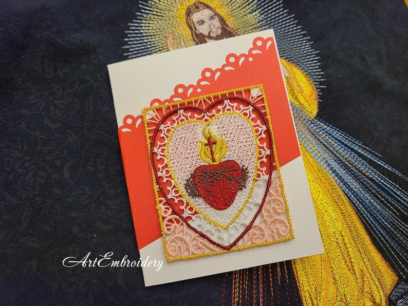 FSL Sacred Heart- Machine Embroidery Designs - Religious Lace Hoop 4x4 ...