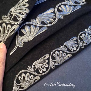 Сarved Flower Wave - Machine Embroidery Endless Border Design for Hoop ...