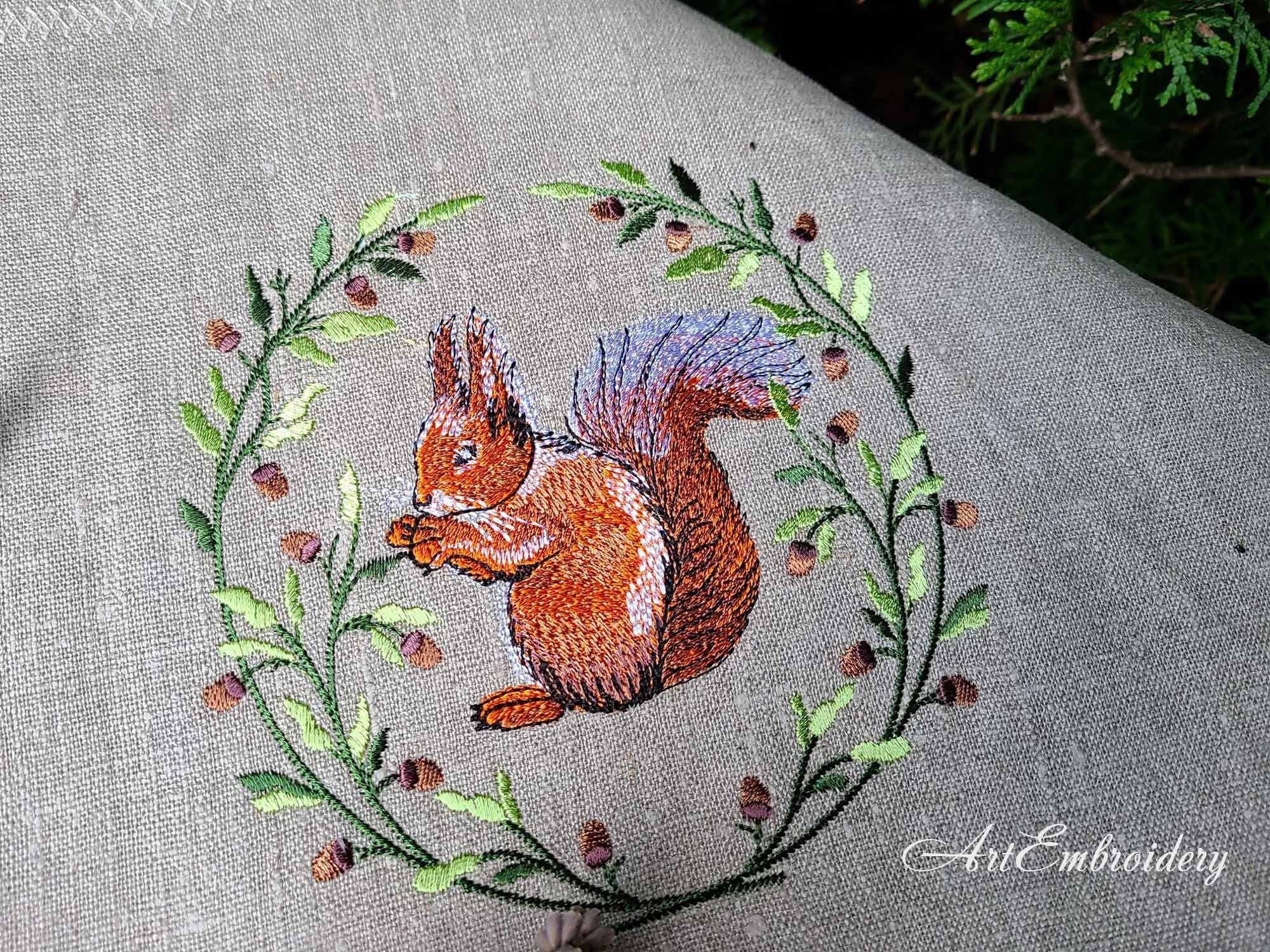 Forest Squirrel Machine Embroidery Design: Woodland Animal (5x5", 6x6 ...