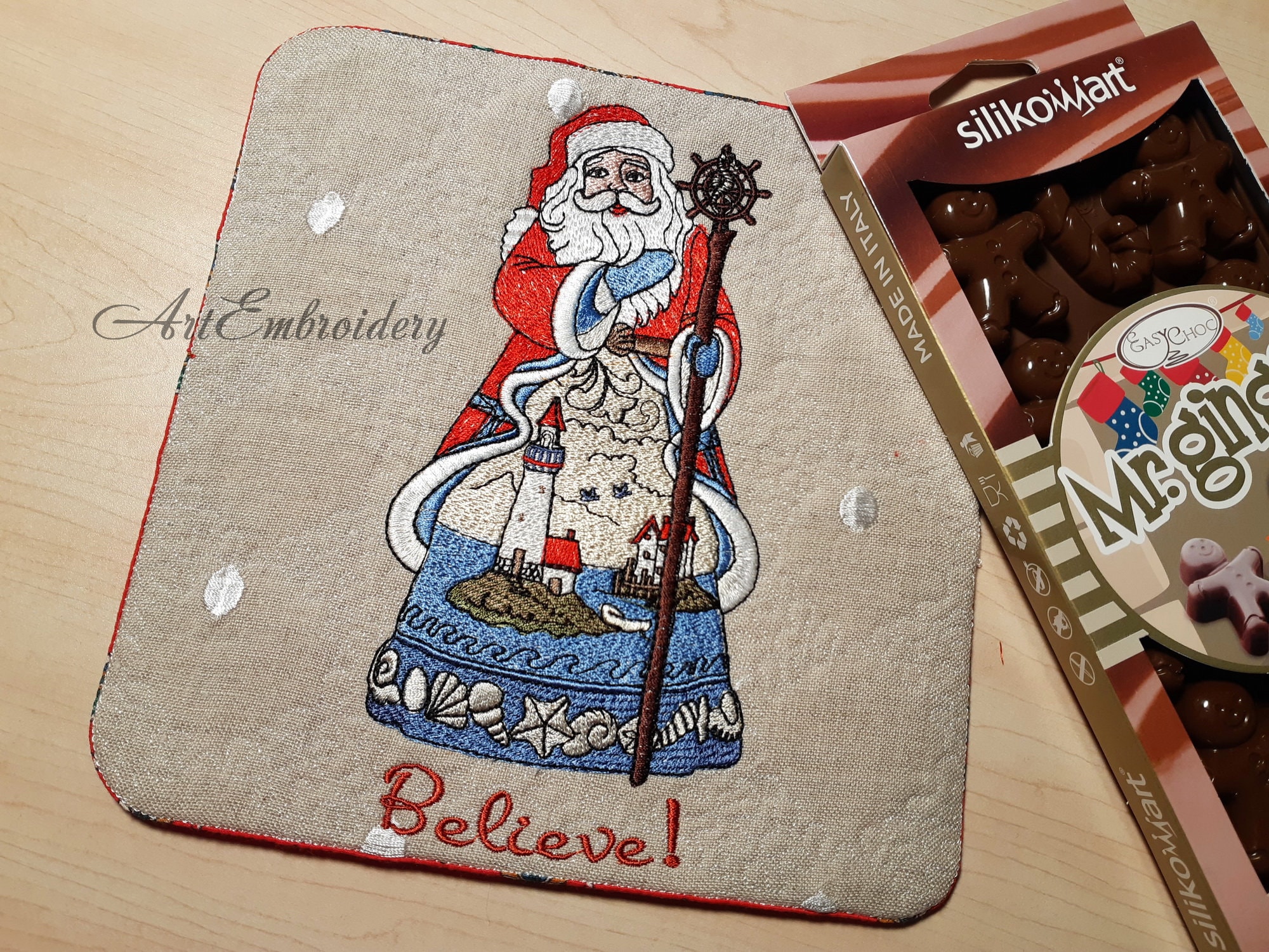 Nautical Santa Machine Embroidery Designs: ITH Coaster (5x7, 6x8, 8x8 ...