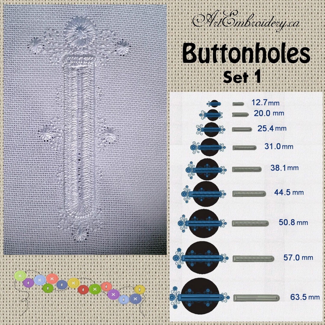 Buttonholes Set 1- Machine Embroidery Designs Set - Etsy