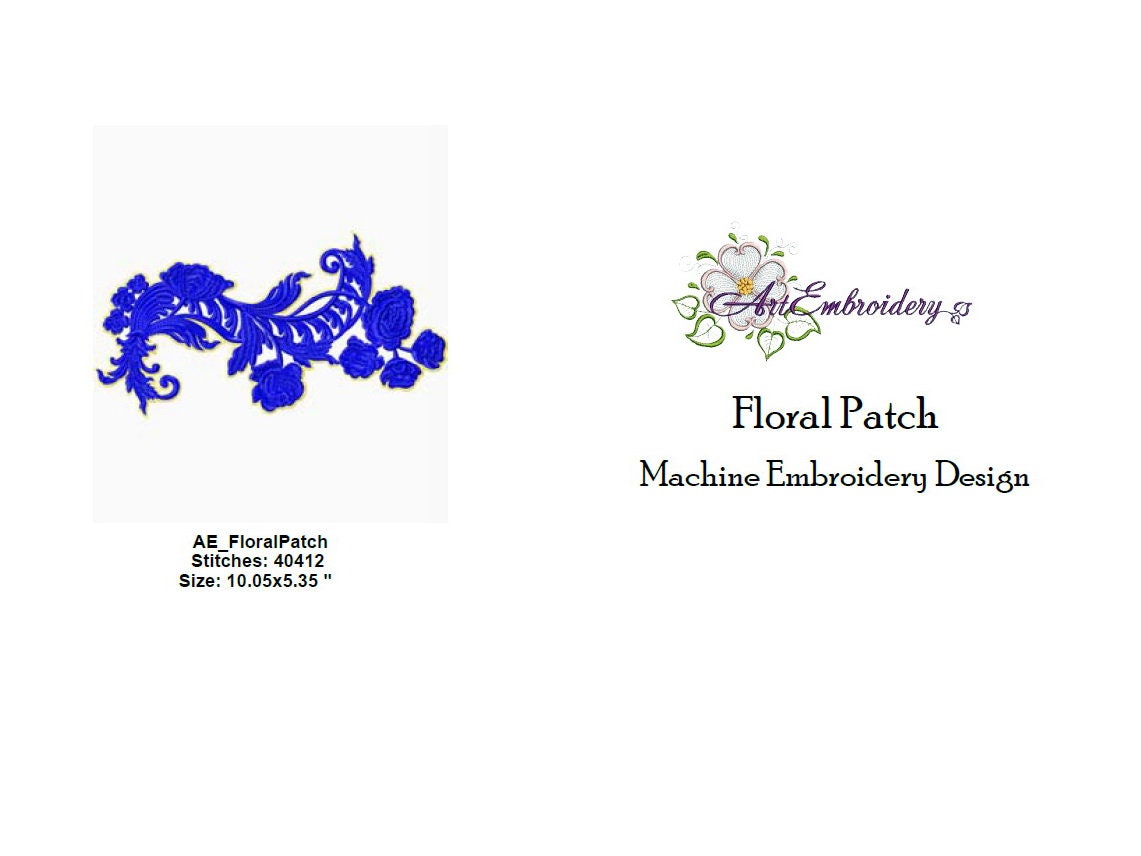 Floral Patch Machine Embroidery Design for Hoop 6x10 | Etsy