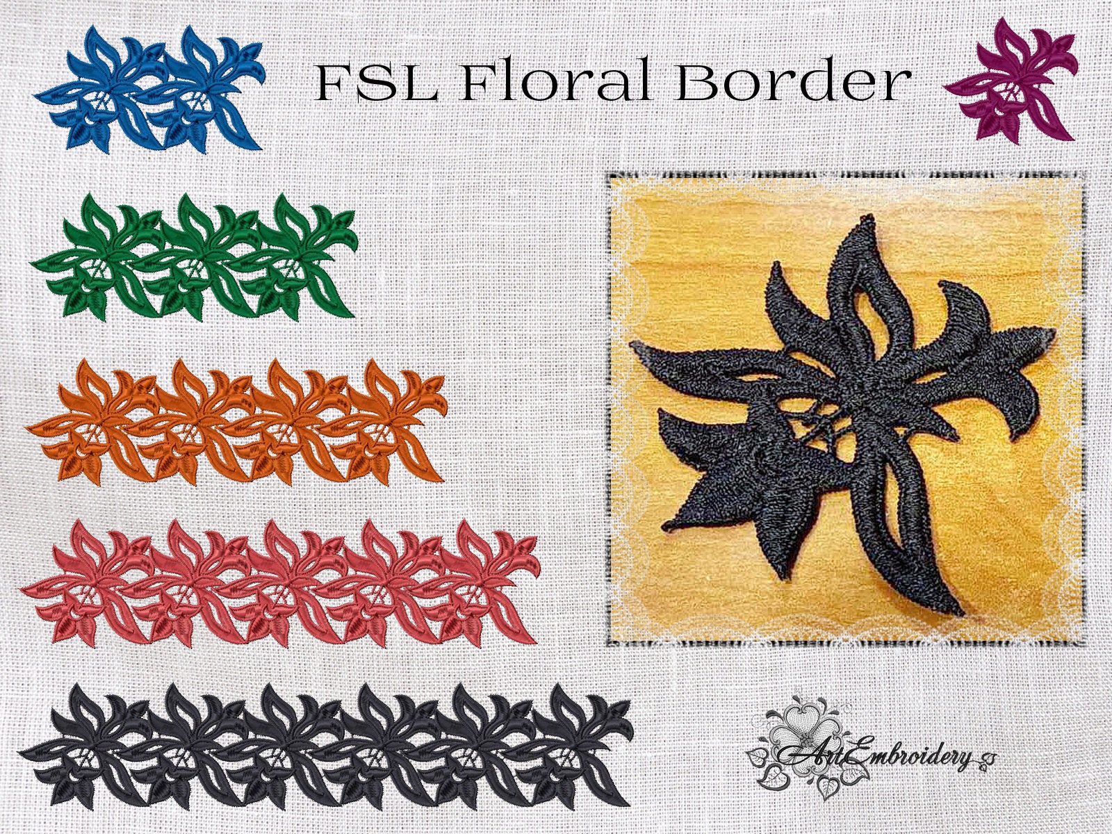 FSL Floral Single Motive and Endless Border Lace Machine | Etsy