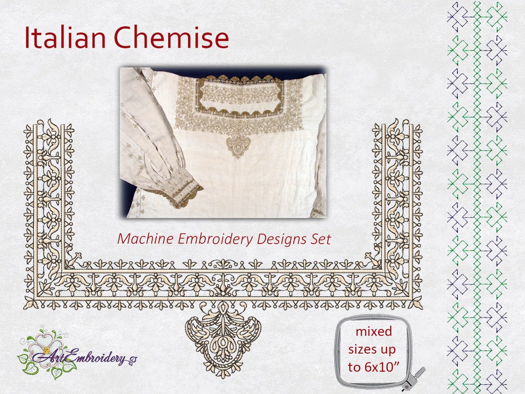 Italian Chemise Machine Embroidery Historical 16 Century Designs Set - Etsy