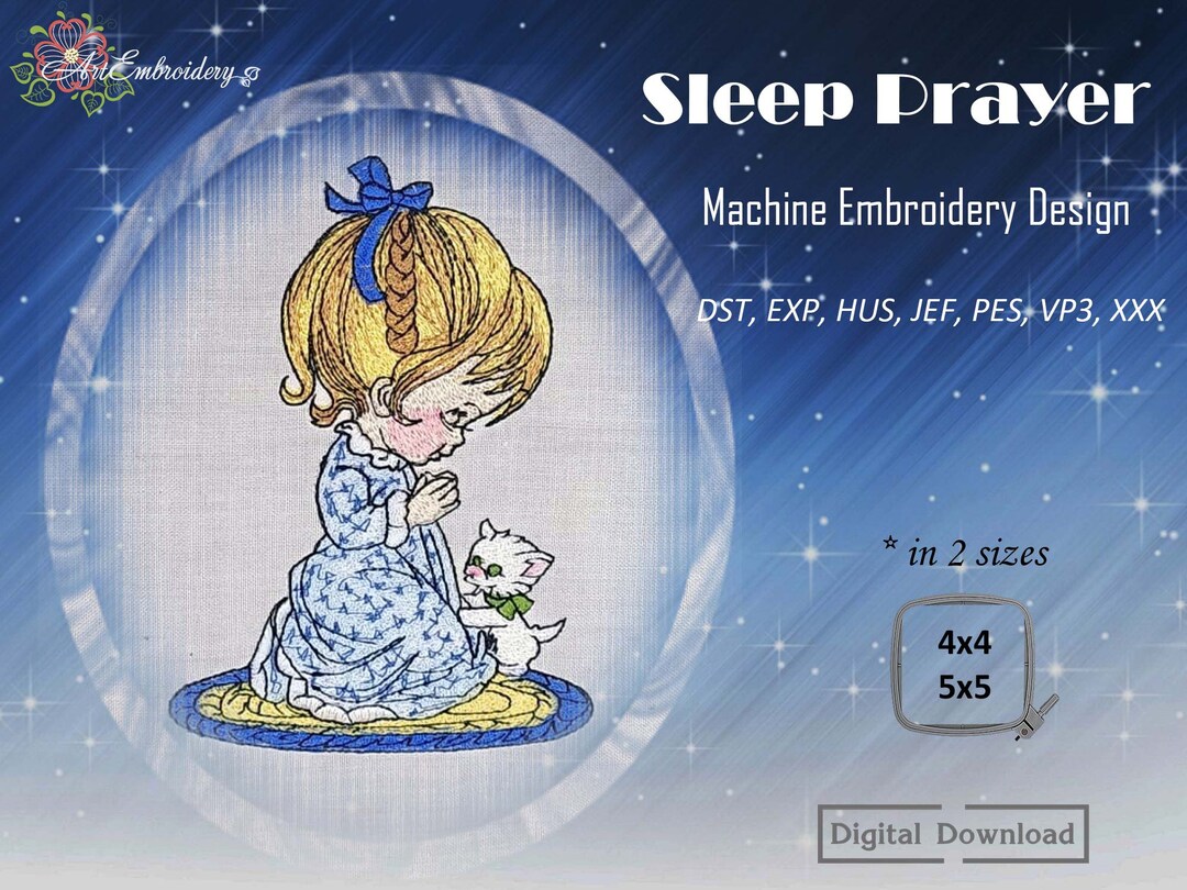Sleep Prayer - Machine Embroidery Christian Religious Design in 2 Sizes ...