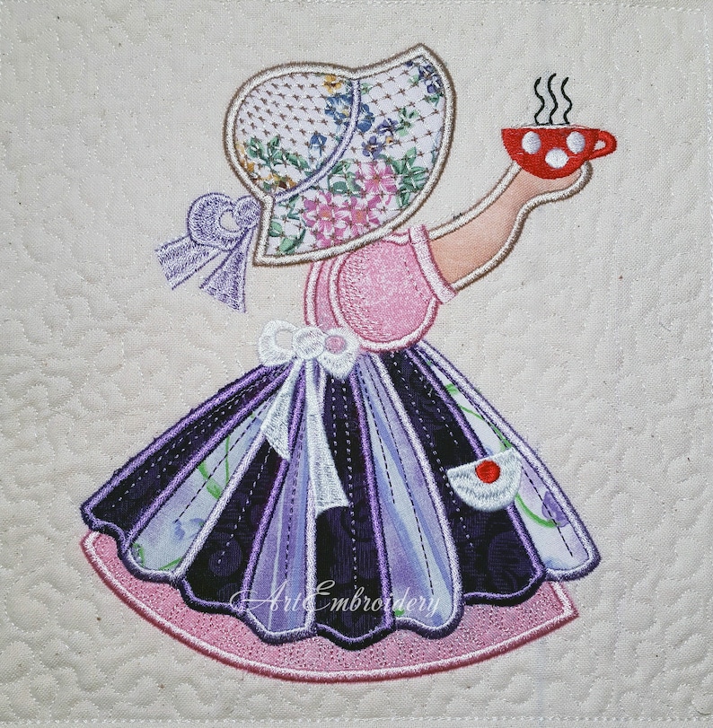 Sunbonnet Sue Quilt: ITH Machine Embroidery Applique Designs (5x7, 6x8 ...