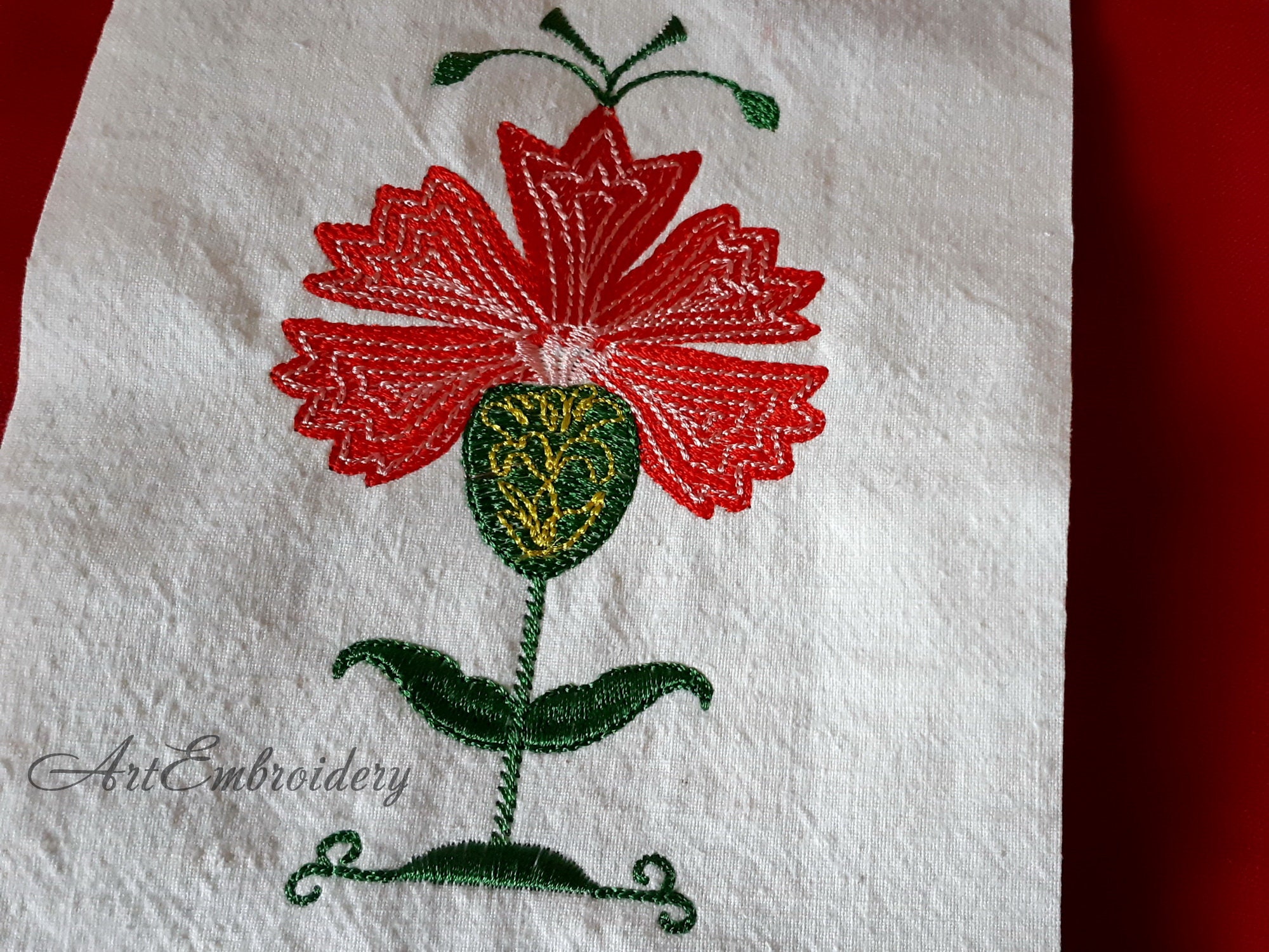 Carnation Pocket Machine Embroidery Designs Set in two sizes | Etsy