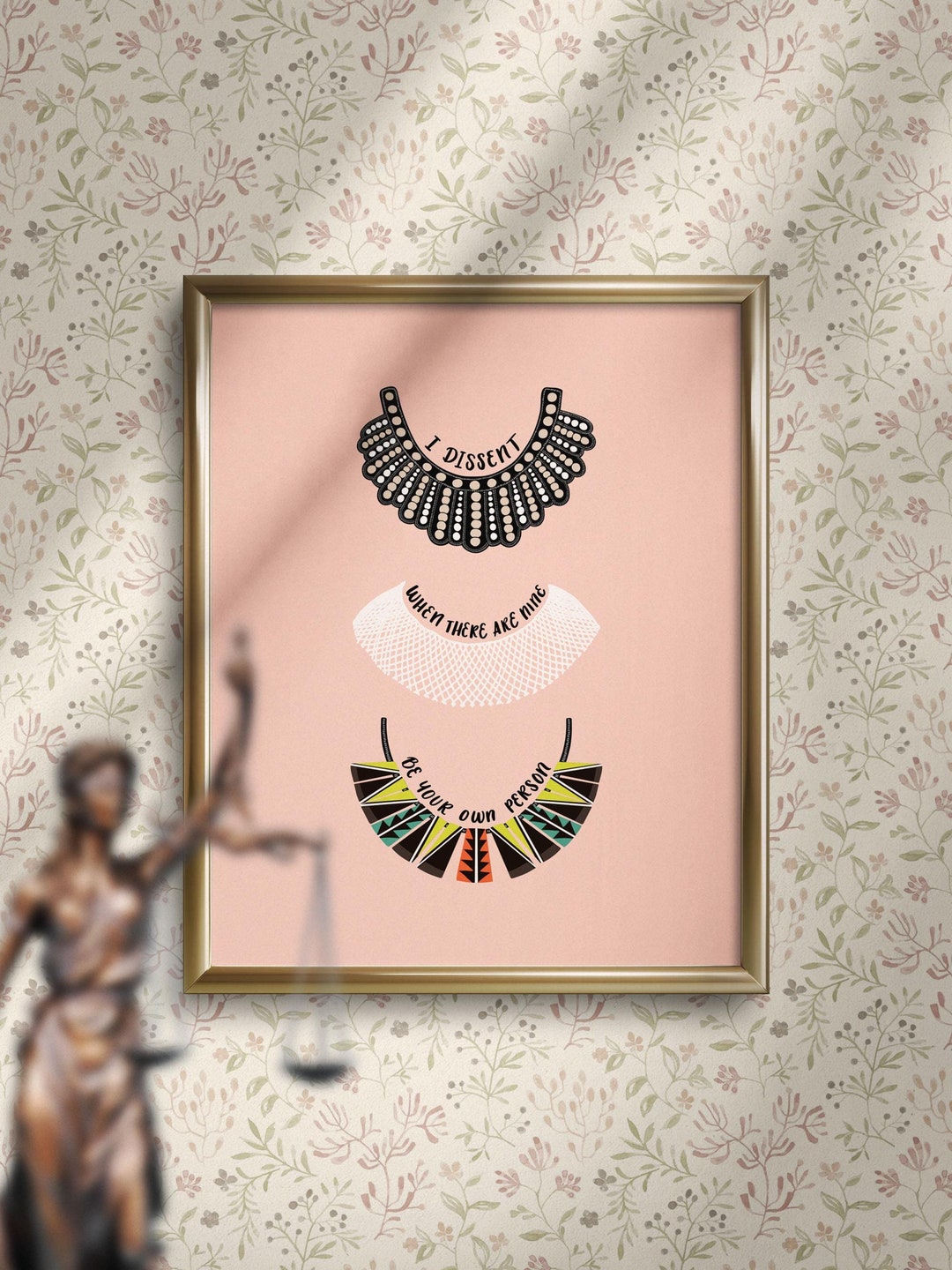 RBG Dissent Collars Art Print, Supreme Court Justice Ruth Bader ...