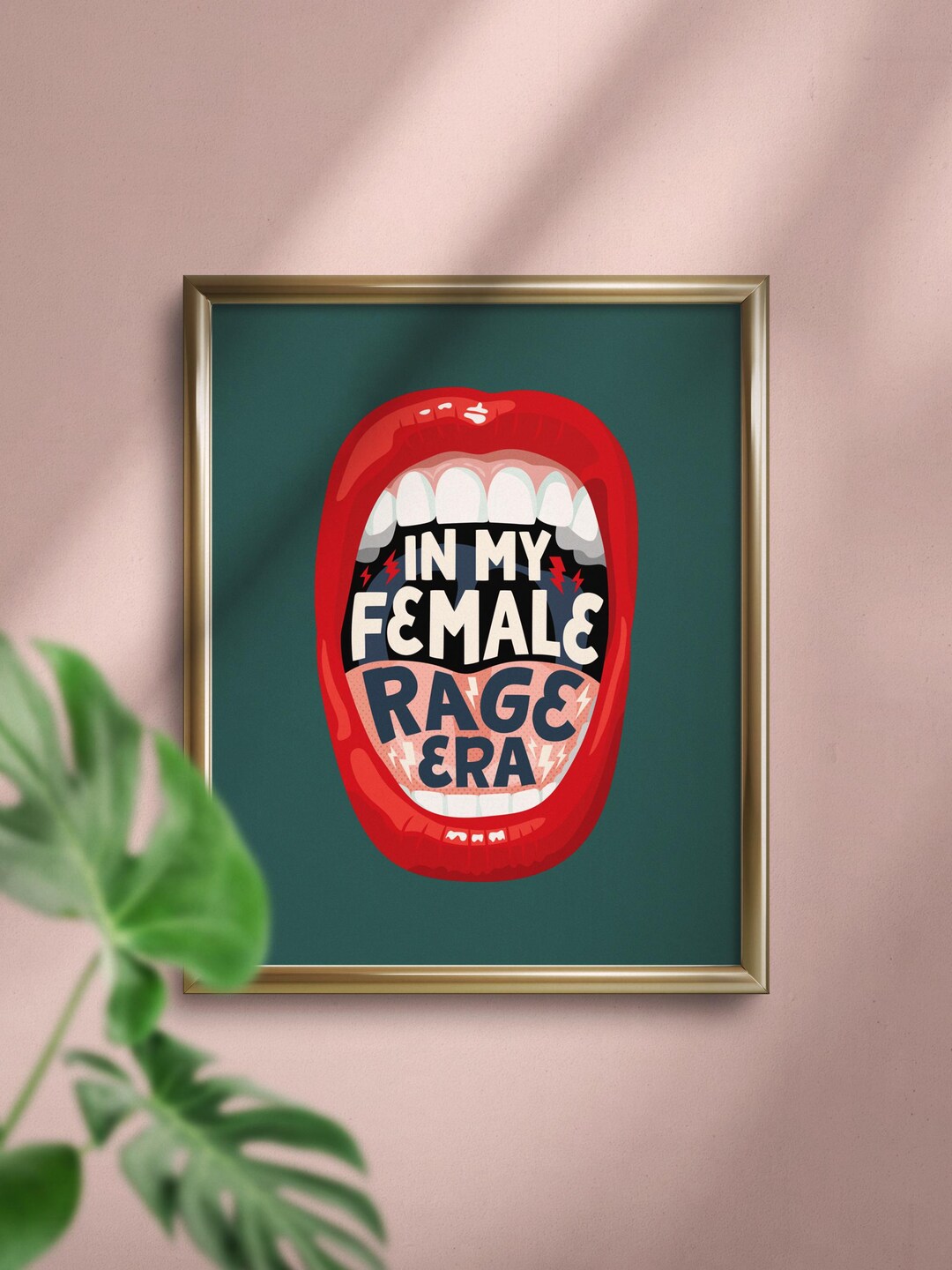 In My Female Rage Era, Illustrated Lips and Open Mouth, Art Print - Etsy