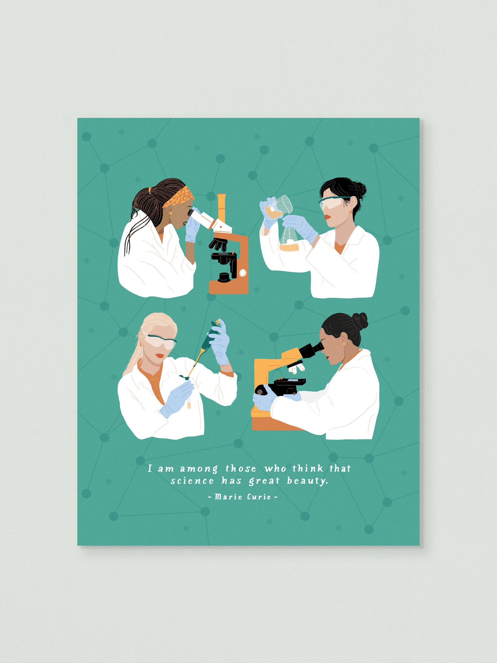 Women in Science Marie Curie Quote Illustrated Art Print - Etsy