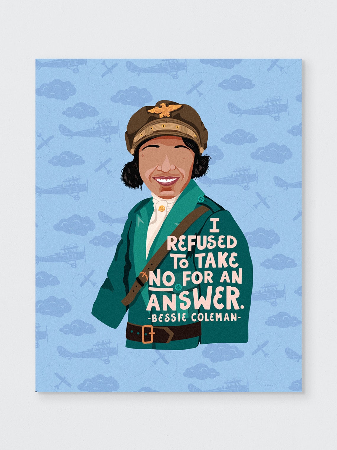 Bessie Coleman Illustration Art Print: Inspirational Aviation Quote ...