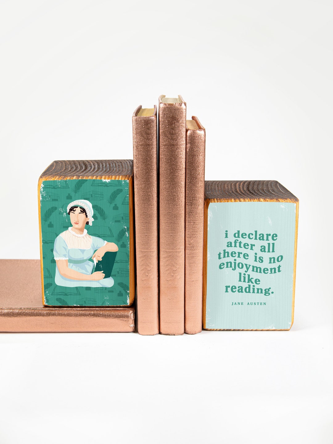 Jane Austen Wood Bookends: Pride and Prejudice Quote and Illustration ...
