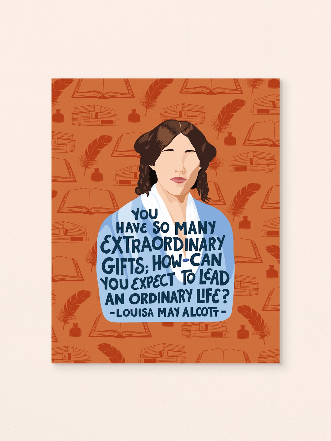 Louisa May Alcott Quote Illustration Art Print, 8x10 Art Print Wall ...