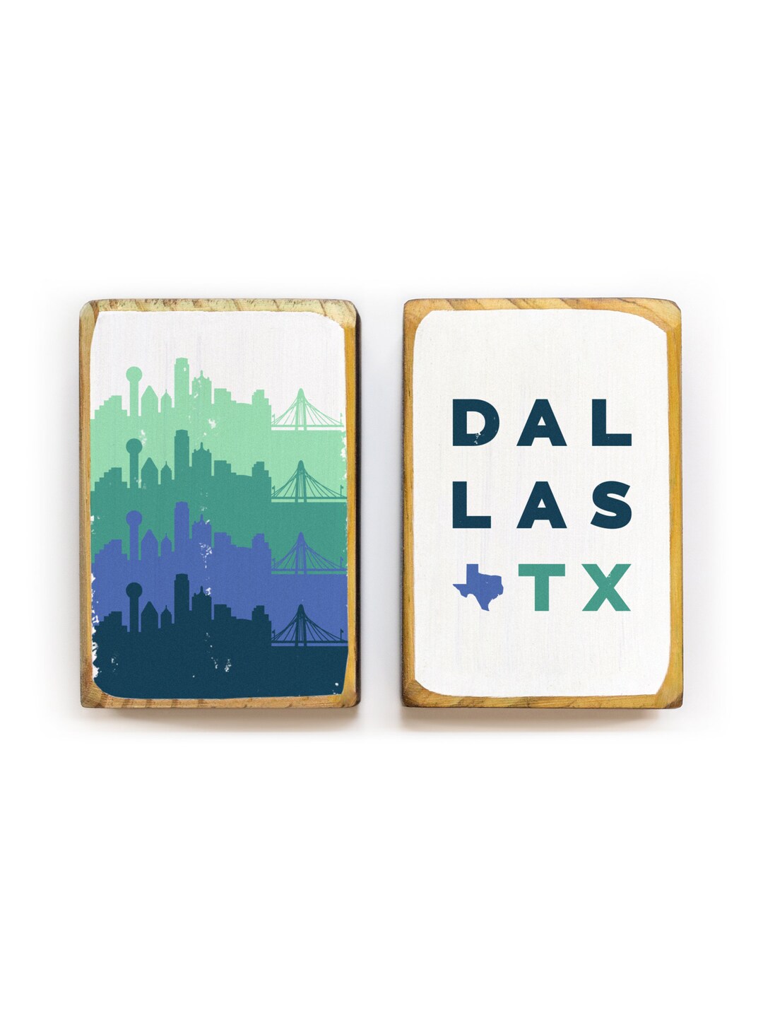 Wood Bookends With Dallas Texas Retro Skyline Silhouette - Etsy