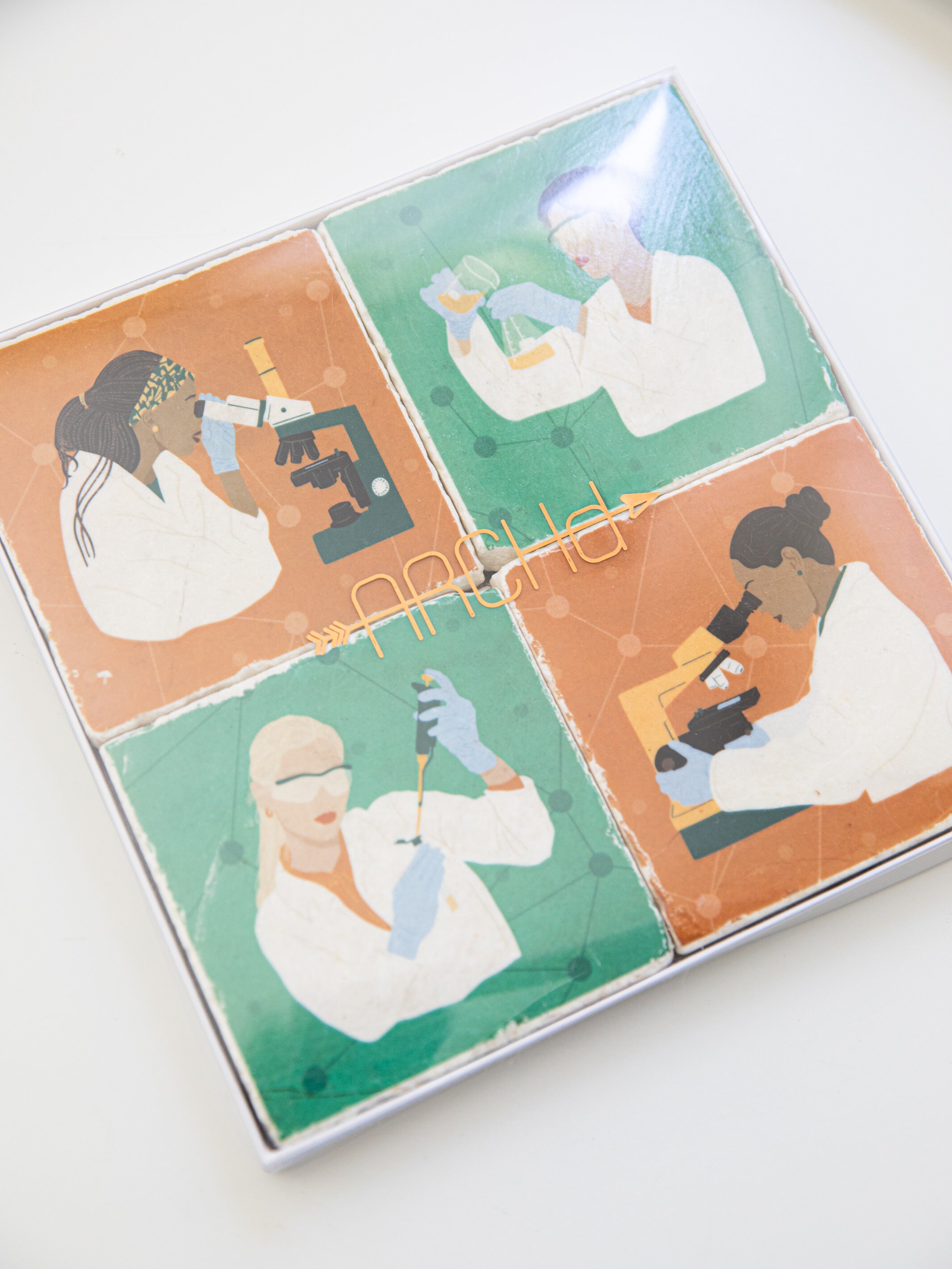 Women in Science Illustrated Set of 4 Marble Coasters MADE | Etsy