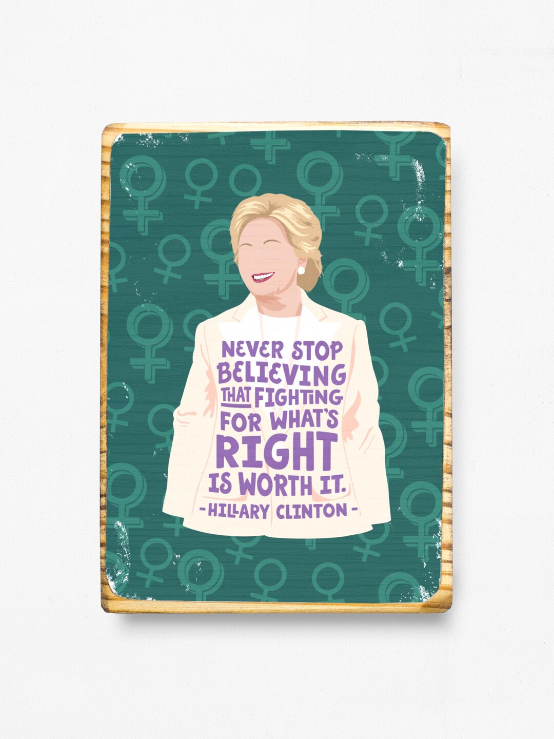 Hillary Clinton, Woman Icon Quote Illustration, Handmade Wood Print ...