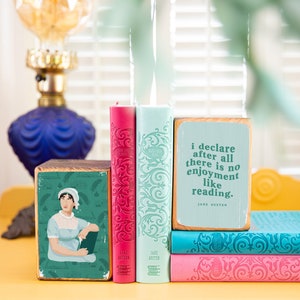 Jane Austen Wood Bookends: Pride and Prejudice Quote and Illustration ...