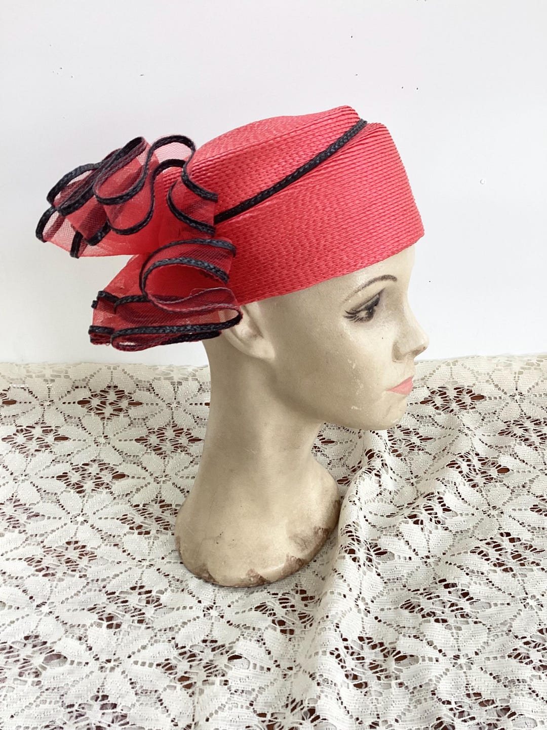 Cutest Vintage Red Pill Box Type Ladies Hat - Etsy