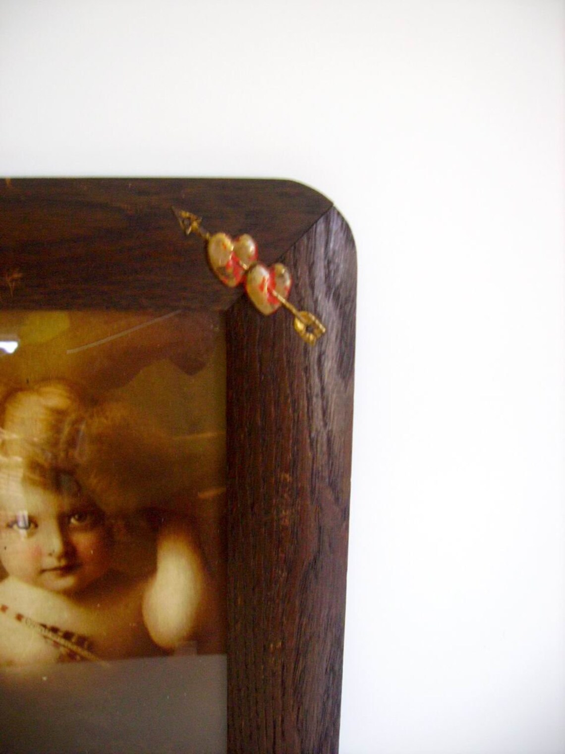 Antique cupid Awake Print in Original Antique Frame With Hearts and ...