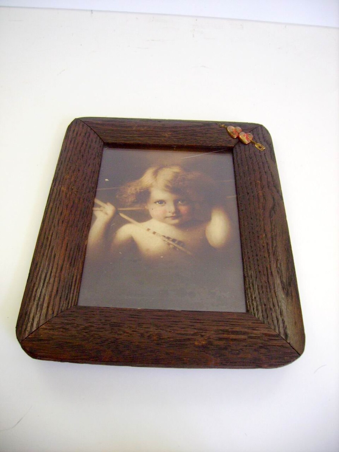Antique cupid Awake Print in Original Antique Frame With Hearts and ...