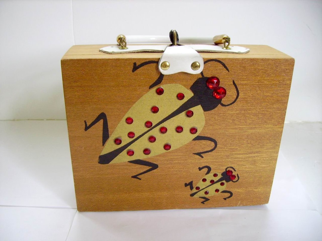 Cutest Vintage Jeweled Lady Bugs Box Purse by Towne and Country Bags by ...