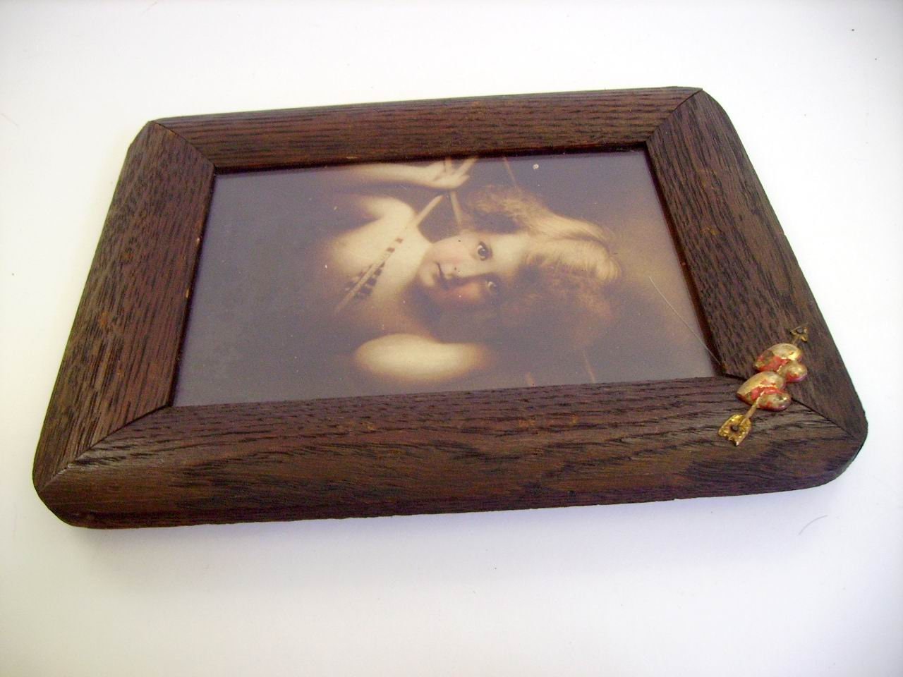 Antique cupid Awake Print in Original Antique Frame With Hearts and ...
