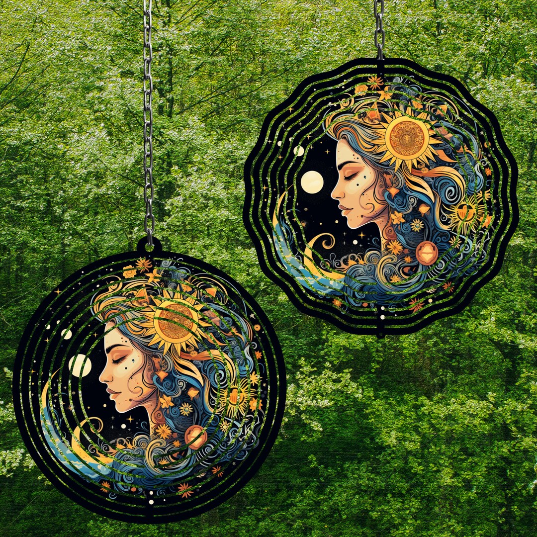 Sun Moon Wind Spinner Celestial Goddess Woman Sublimation Design ...