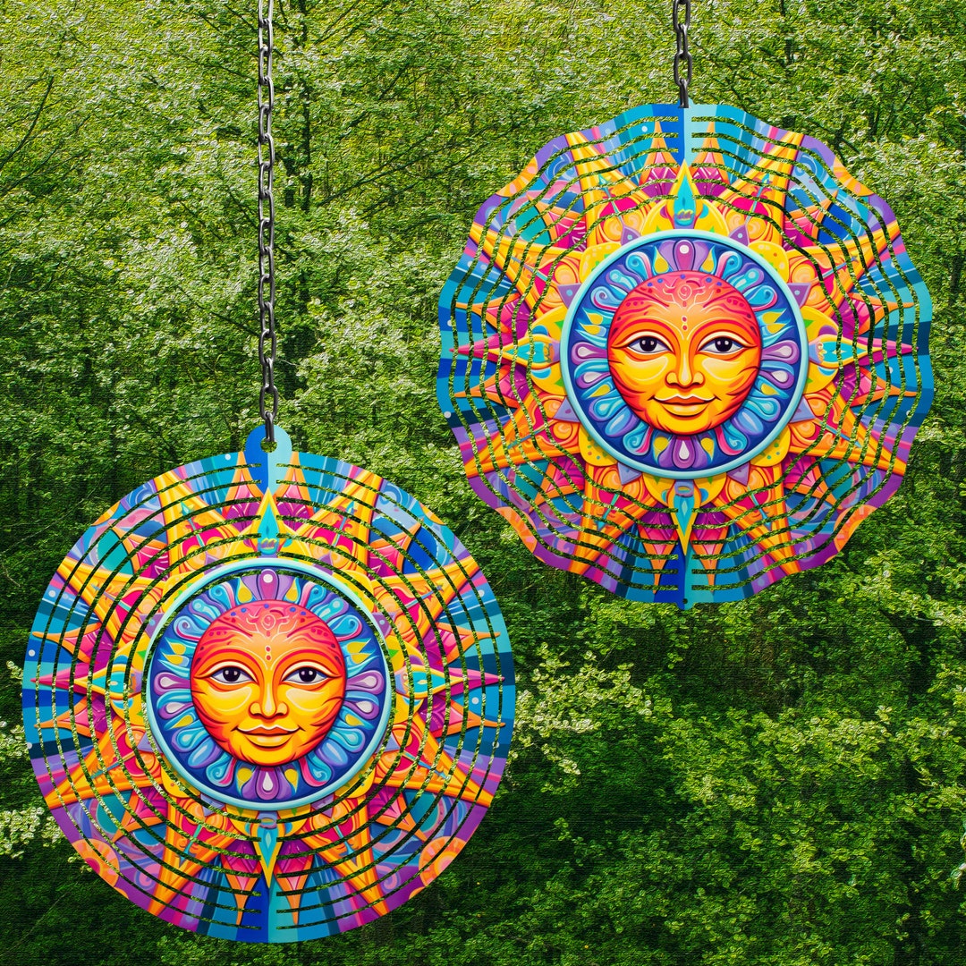 Neon Rainbow Sun Wind Spinner Wind Spinner Png Wind Spinner Sublimation ...