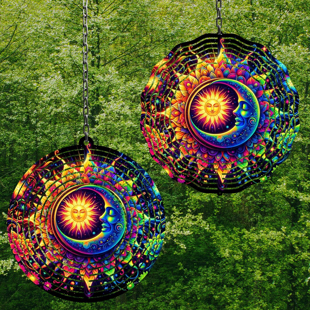 Sun and Moon Neon Mandala Wind Spinner Neon Mandala Wind Spinner PNG ...