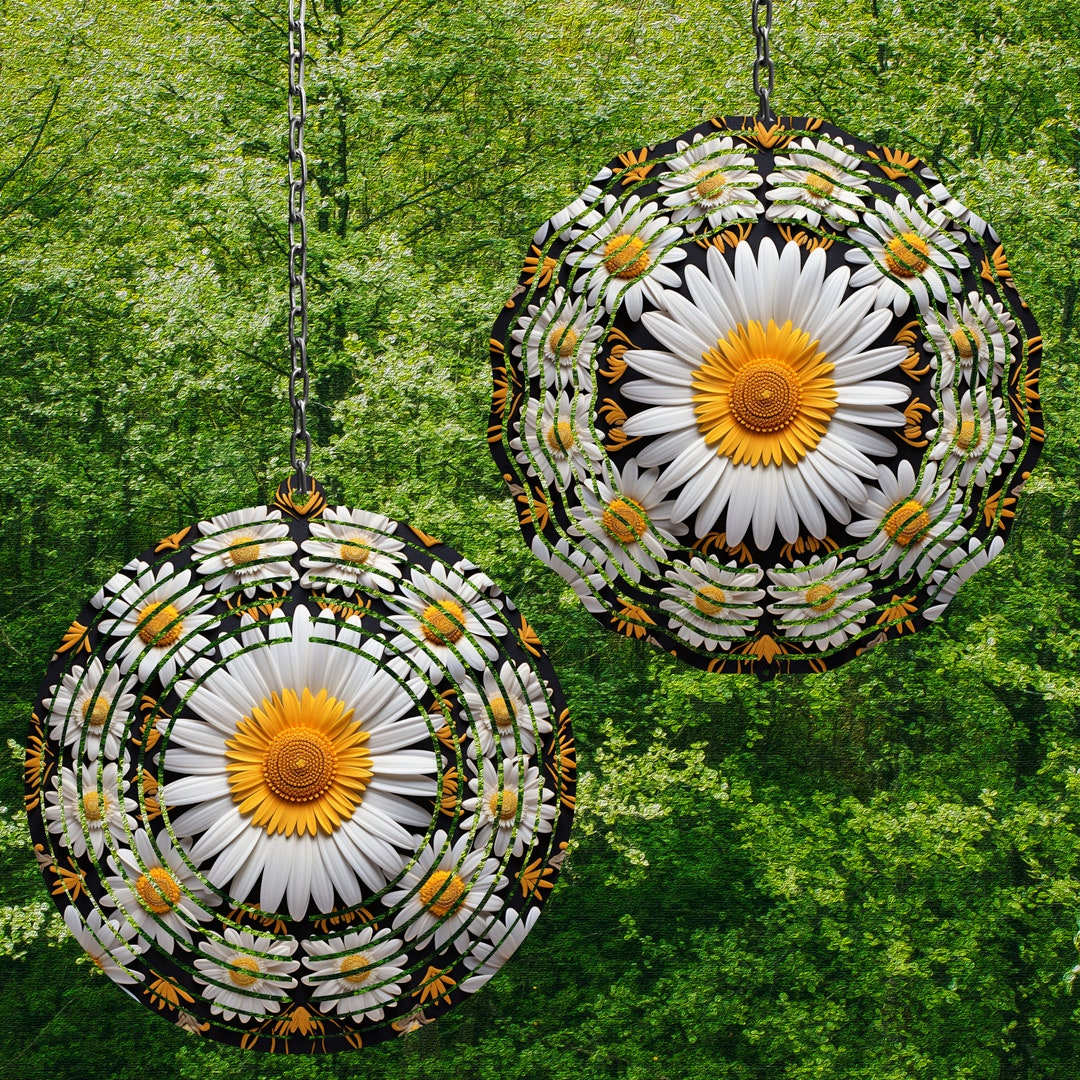 White Daisy Wind Spinner Wind Spinner Png Wind Spinner Sublimation ...