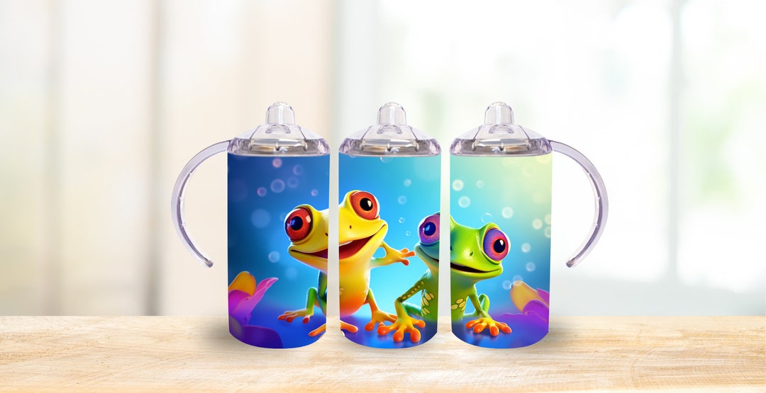 Frog Cartoon Kids Tumbler Wrap 12oz Hogg Straight Sippy Cup Sublimation ...