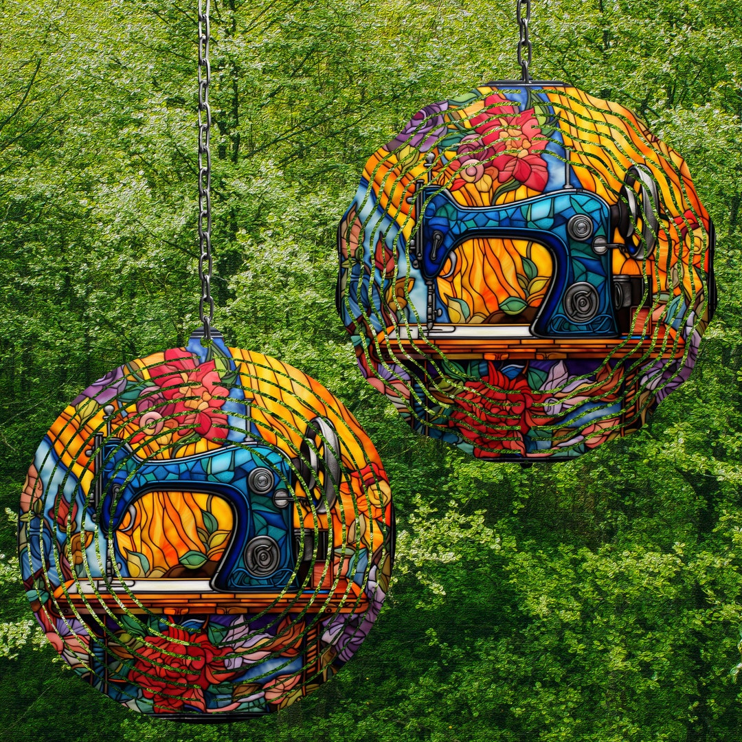Stained Glass Sewing Wind Spinner 3D Floral Wind Spinner PNG ...