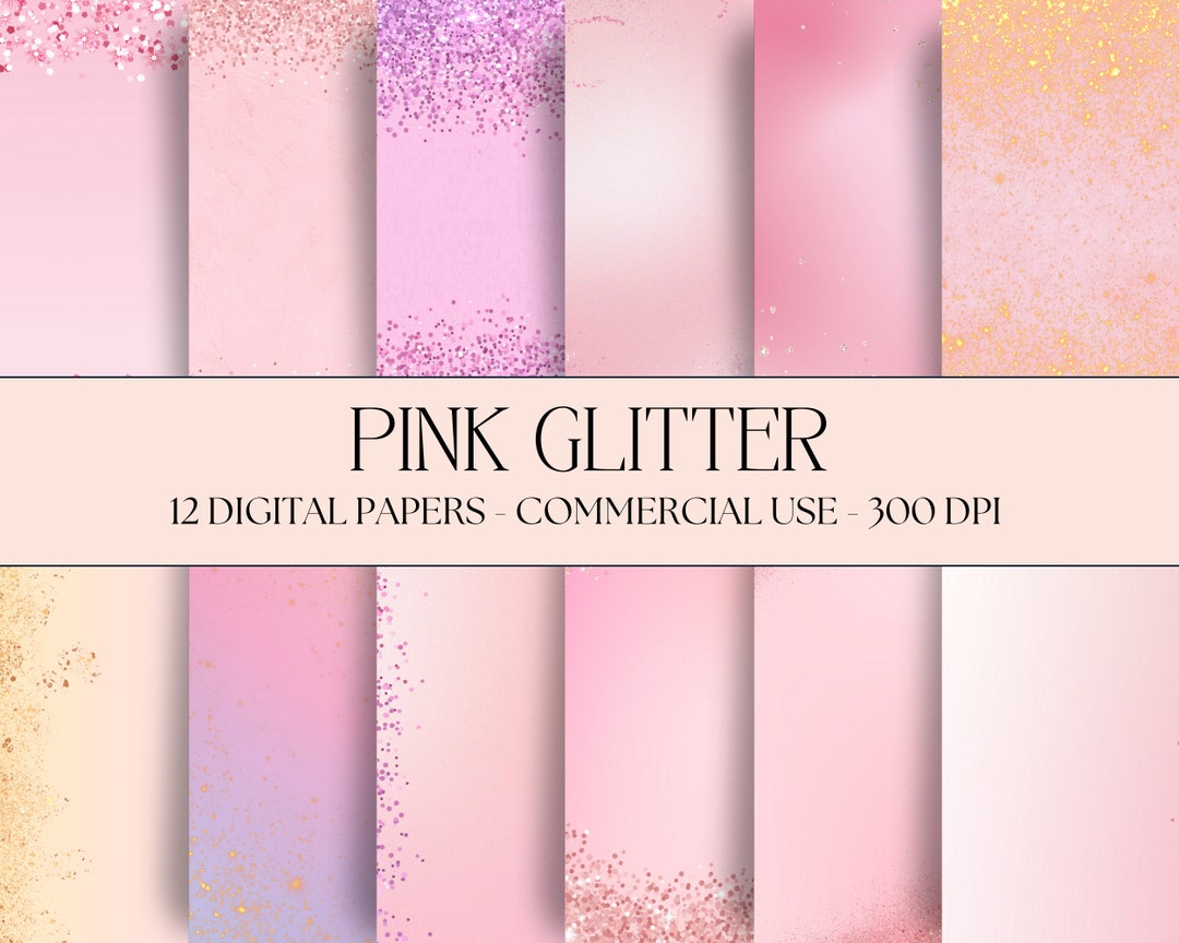 Pink Glitter Digital Paper Iridescent Textures Instant Digital Download ...