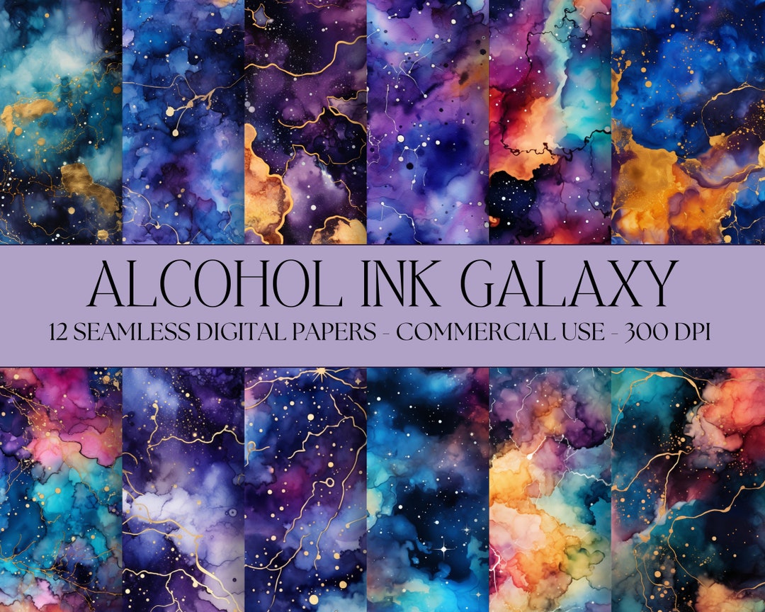 Alcohol Ink Galaxy Digital Paper Seamless Outer Space Textures ...