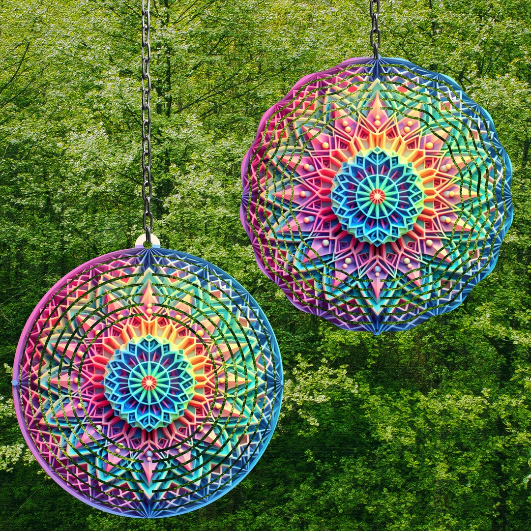 Neon Mandala Wind Spinner Rainbow Mandala Wind Spinner PNG Sublimation ...
