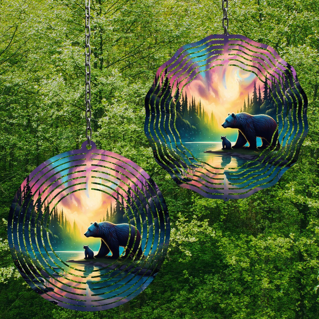 Bear Northern Lights Wind Spinner Png Wind Spinner Sublimation Designs ...