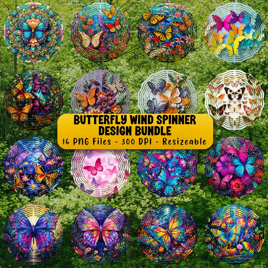 Butterfly Wind Spinner Bundle Wind Spinner Png Butterflies Spinner Wind ...