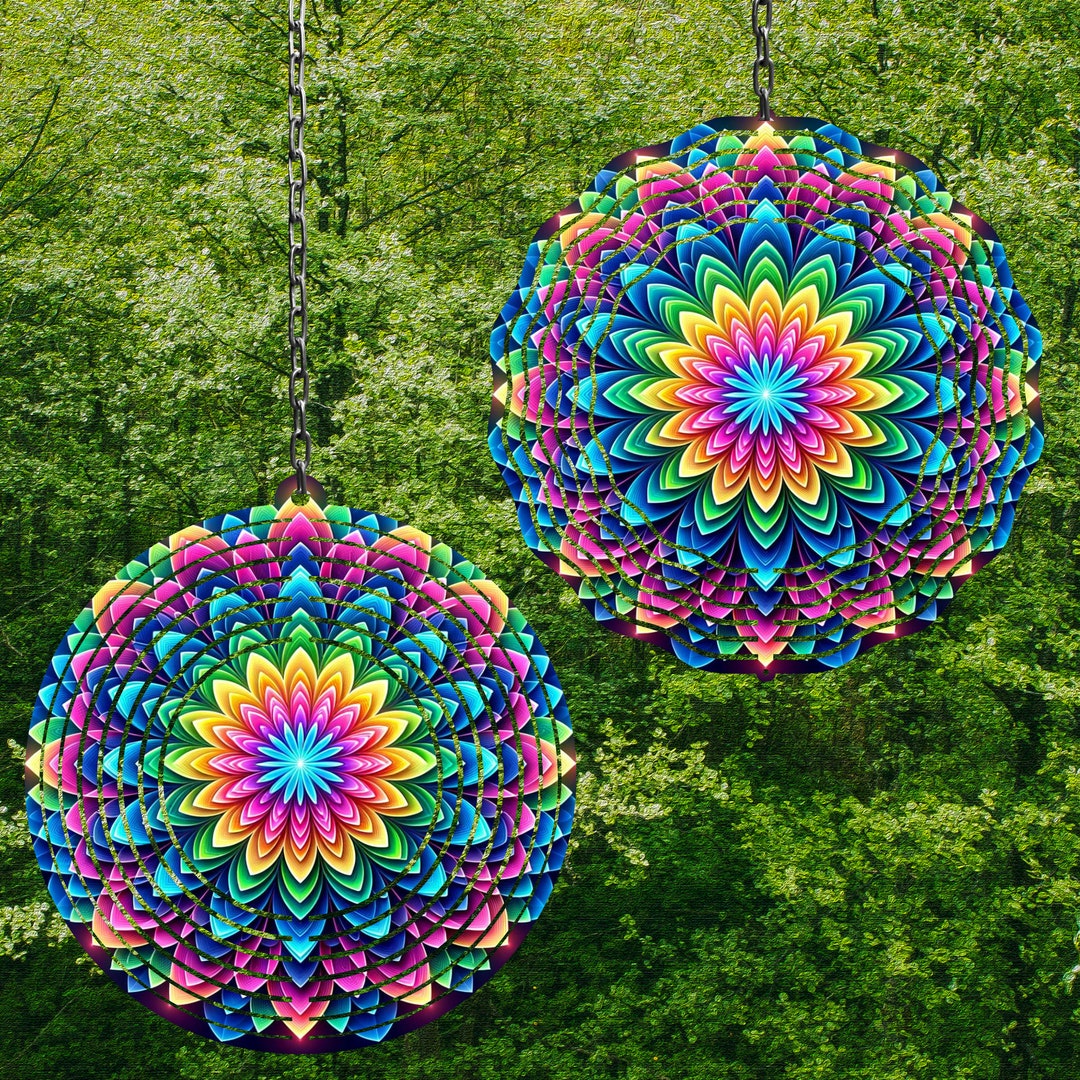 Neon Mandala Wind Spinner Rainbow Mandala Wind Spinner PNG Sublimation ...